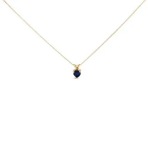 HAUS OF BRILLIANCE 14k Gold Heart Gemstone Pendant Necklace - Blue Sapphire | Yellow